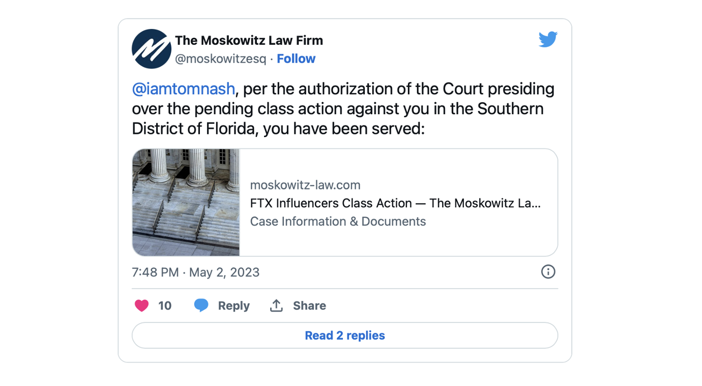 Influencer Served With Complaint Via Twitter in FTX Lawsuit