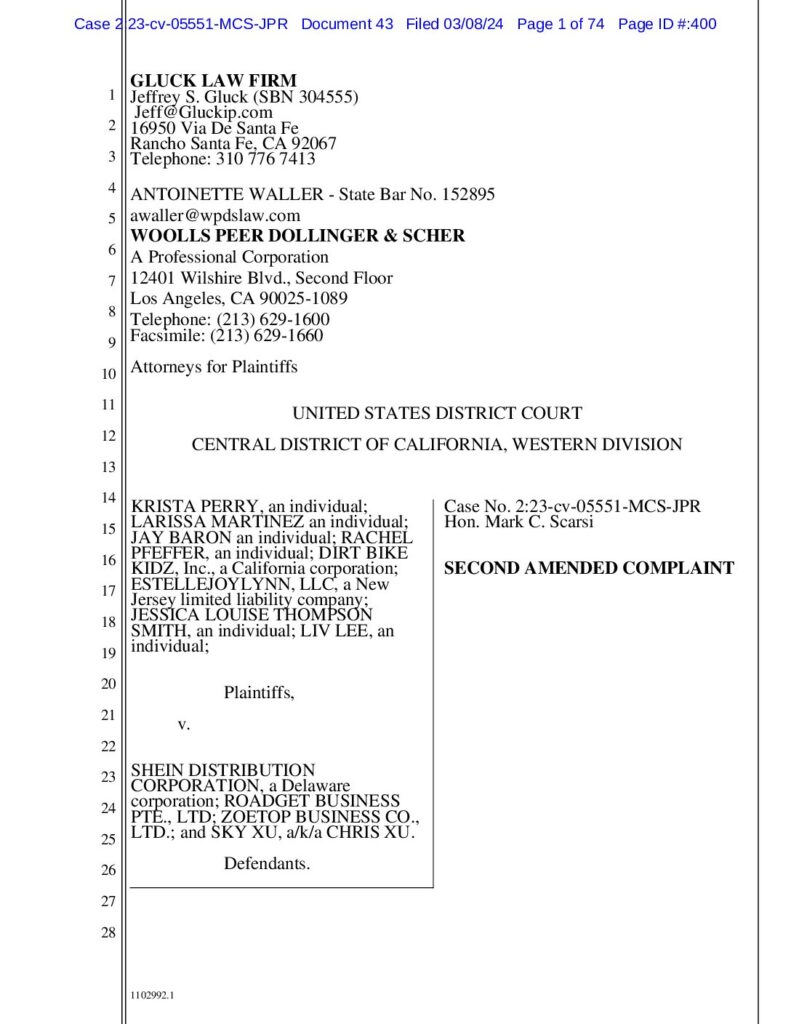 Perry, et al., v. Shein Distribution Corp. – Amended Complaint - The ...